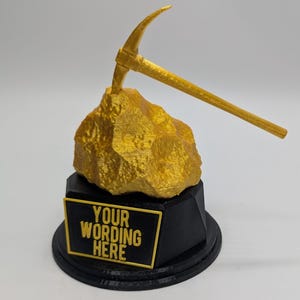 Gold Digger Trophy, Gold Nugget Award, Custom Trophy Gift, Pick Axe ...