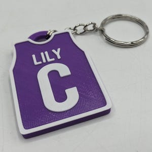 Personalised Netball Shirt Keyring / Netball Keyring / Netball Party ...