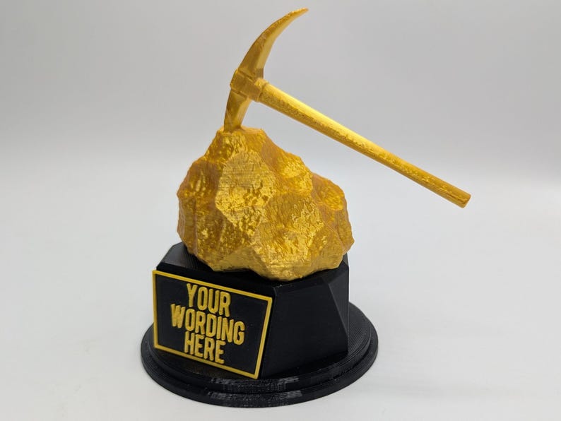 Gold Digger Trophy, Gold Nugget Award, Custom Trophy Gift, Pick Axe ...
