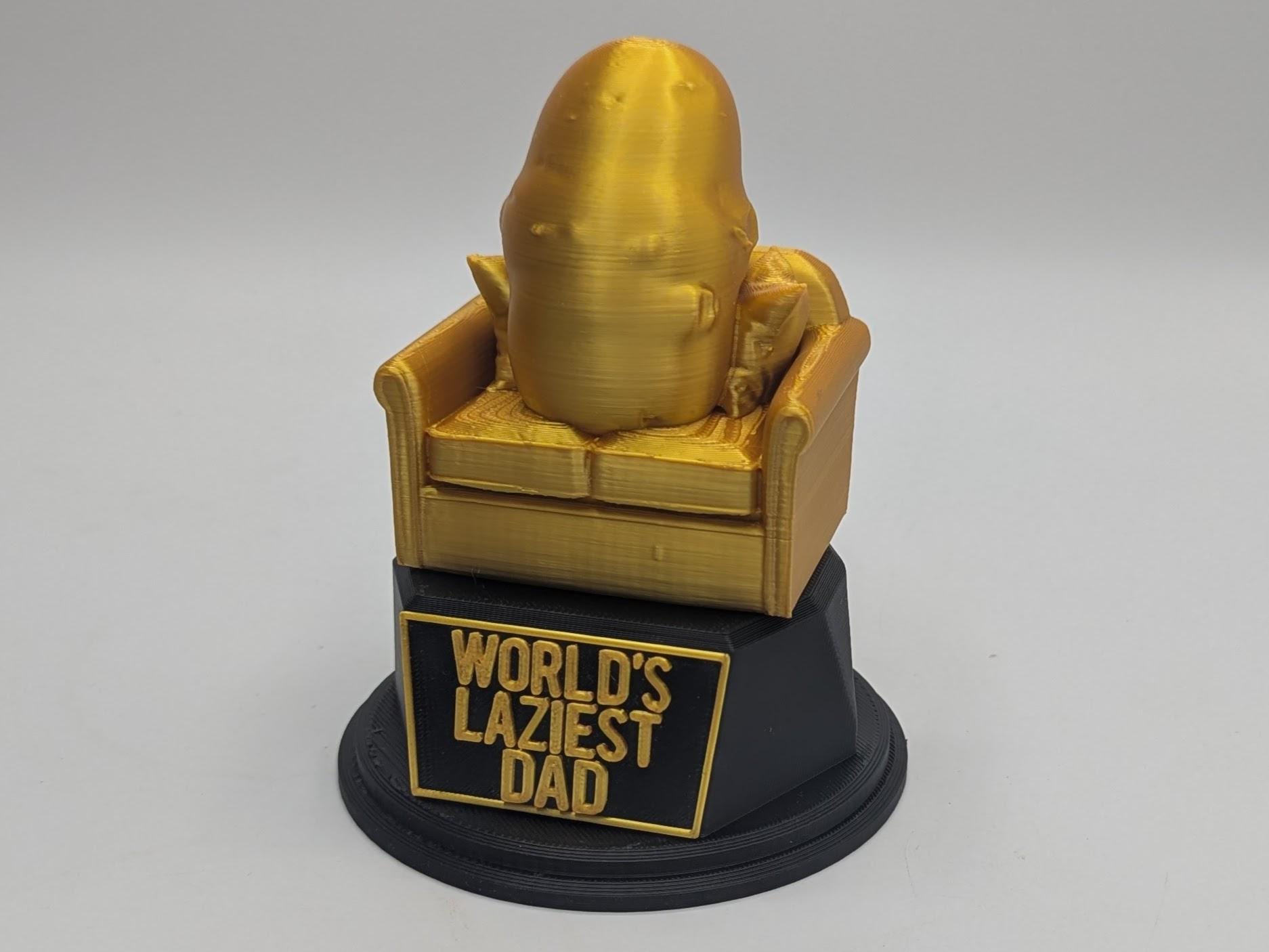 Worlds Laziest Dad Trophy, Dad Couch Potato Award, Personalised Couch ...