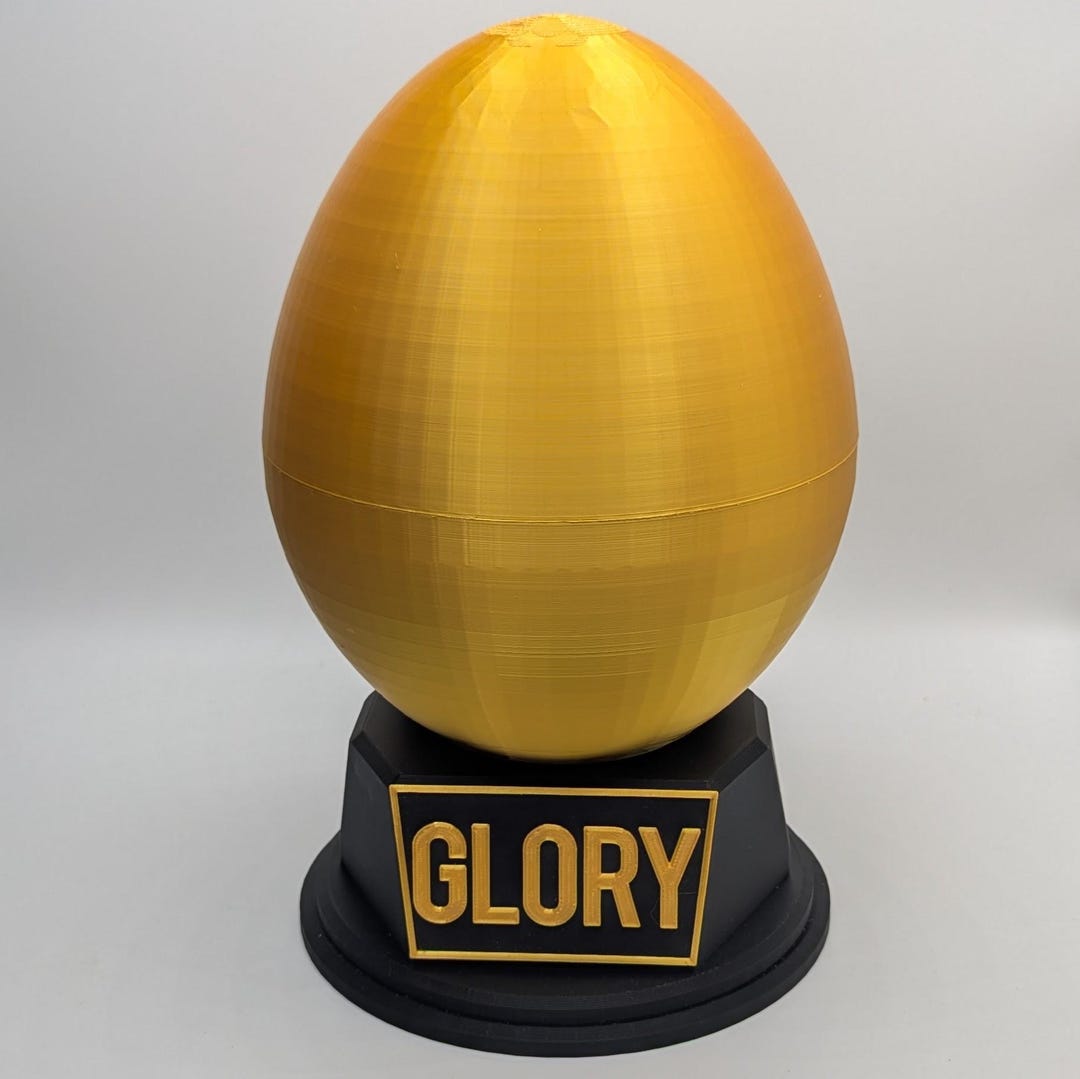 Personalised Golden Egg Trophy, Large Fillable Egg Award, Good Egg ...