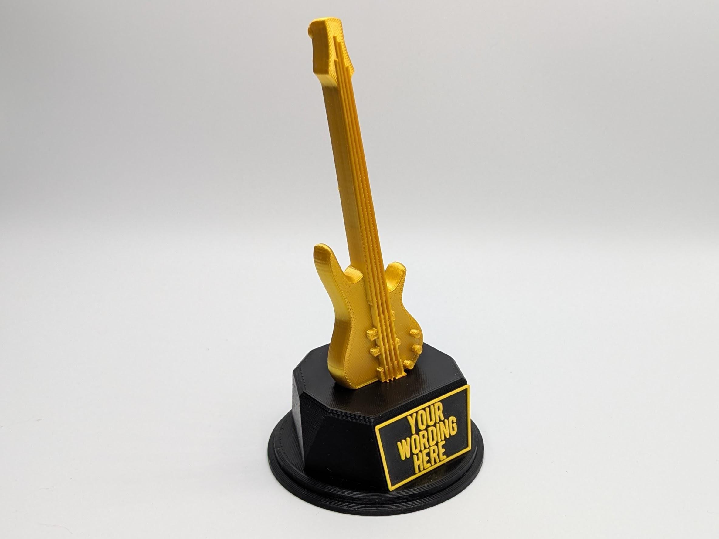 Personalised Bass Guitar Trophy, Guitar Trophy, Guitarist Award, Music ...