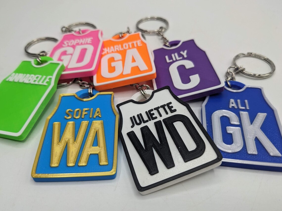 Personalised Netball Shirt Keyring / Netball Keyring / Netball Party ...