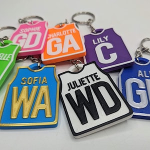 Personalised Netball Shirt Keyring / Netball Keyring / Netball Party ...