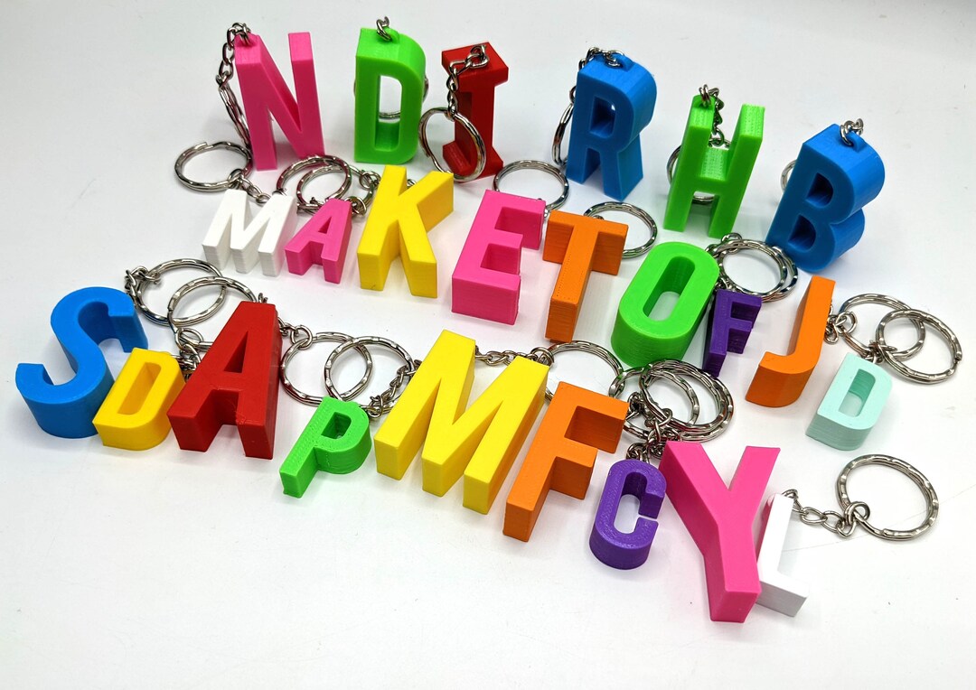 Initial Letter Chunky Keyrings / Letter Keyring / Letter Bag Tag ...