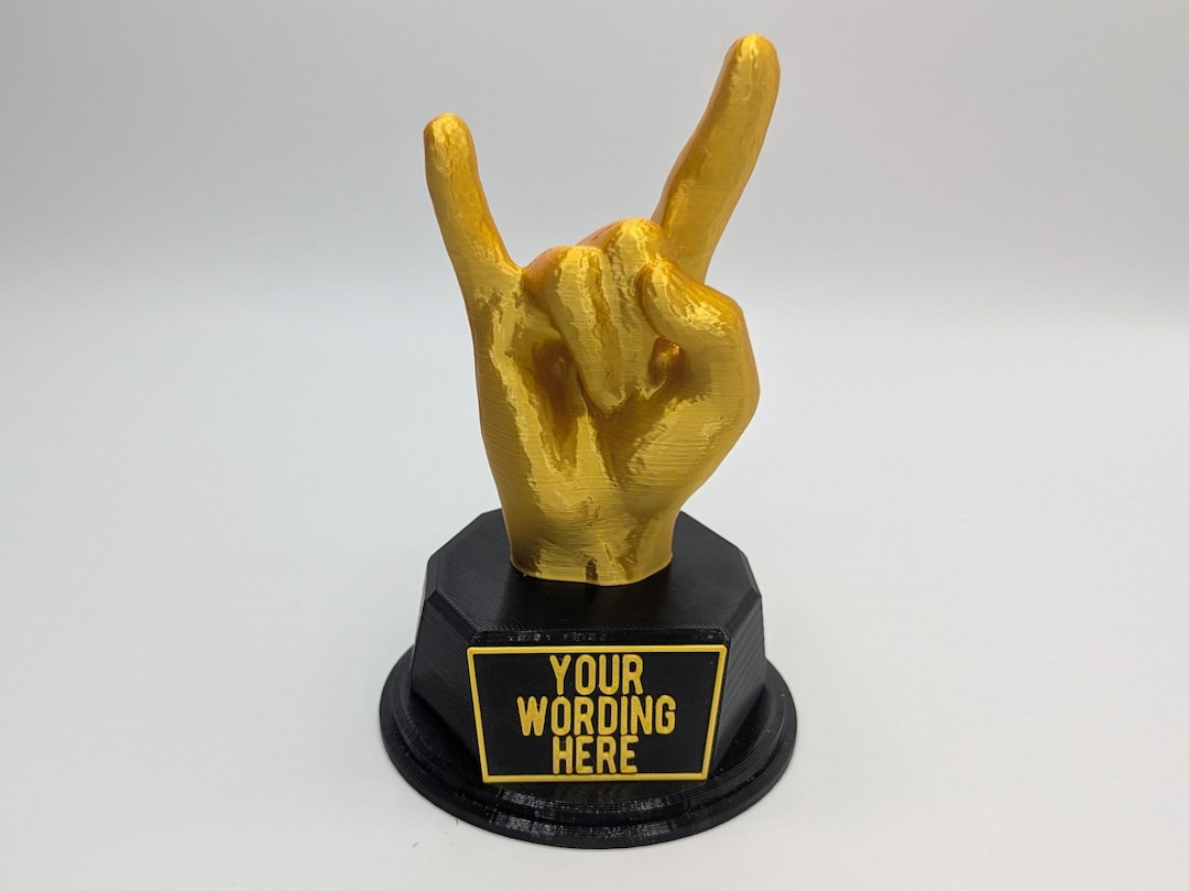 Personalised Rock Fingers Trophy, You Rock Trophy, Rock Hand Award ...