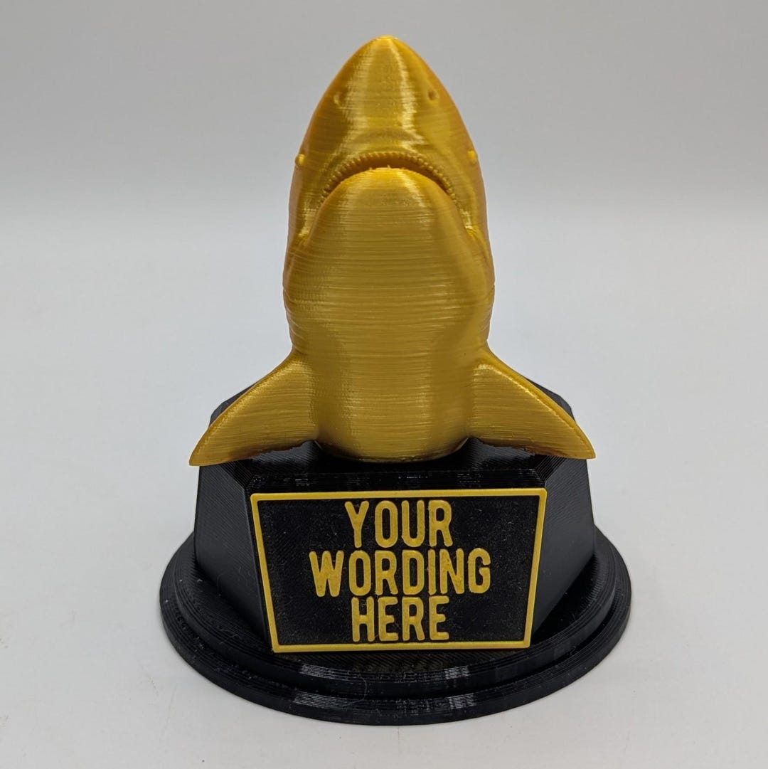 Personalised Shark Trophy, Great White Shark, Custom Trophy Gift, Funny ...