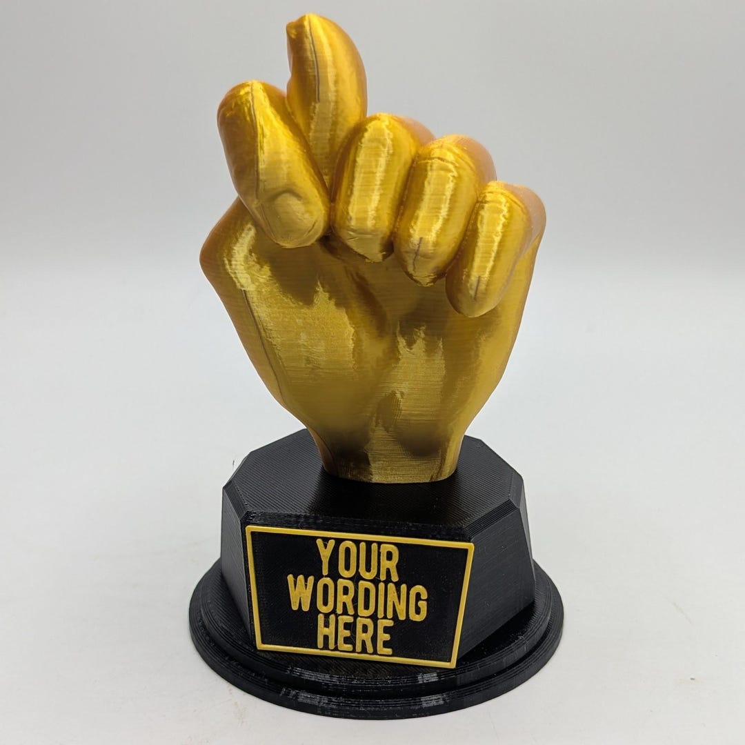 Personalised Got Your Nose Trophy, Hand Shape Gift, Got Your Nose Award ...