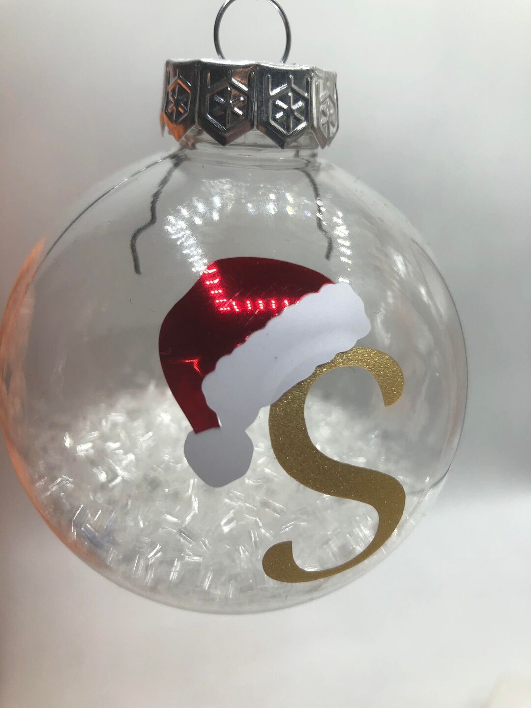 Personalised Santa Hat Glitter Christmas Bauble / Bauble / Memorial ...