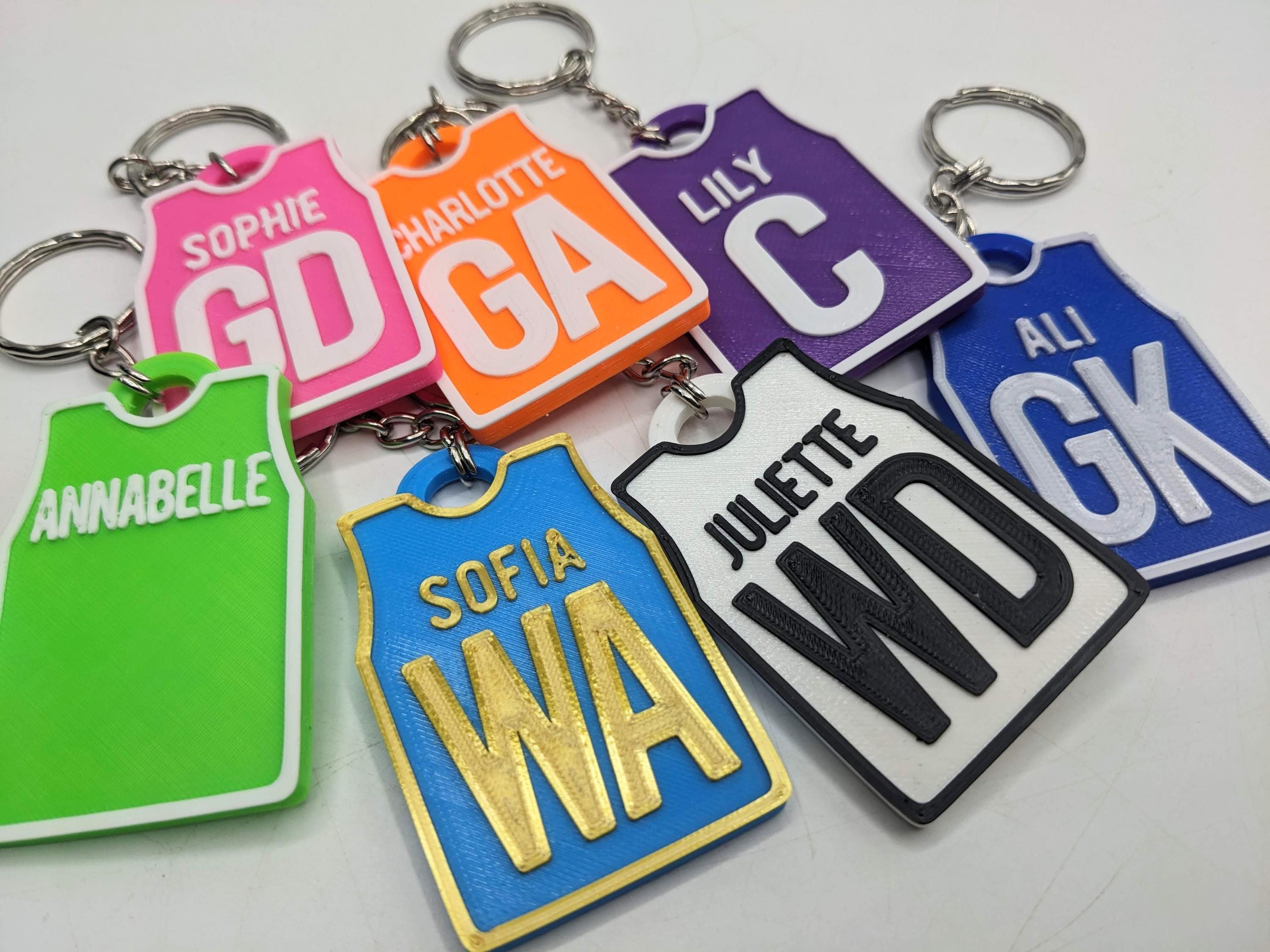 Personalised Netball Shirt Keyring / Netball Keyring / Netball Party ...