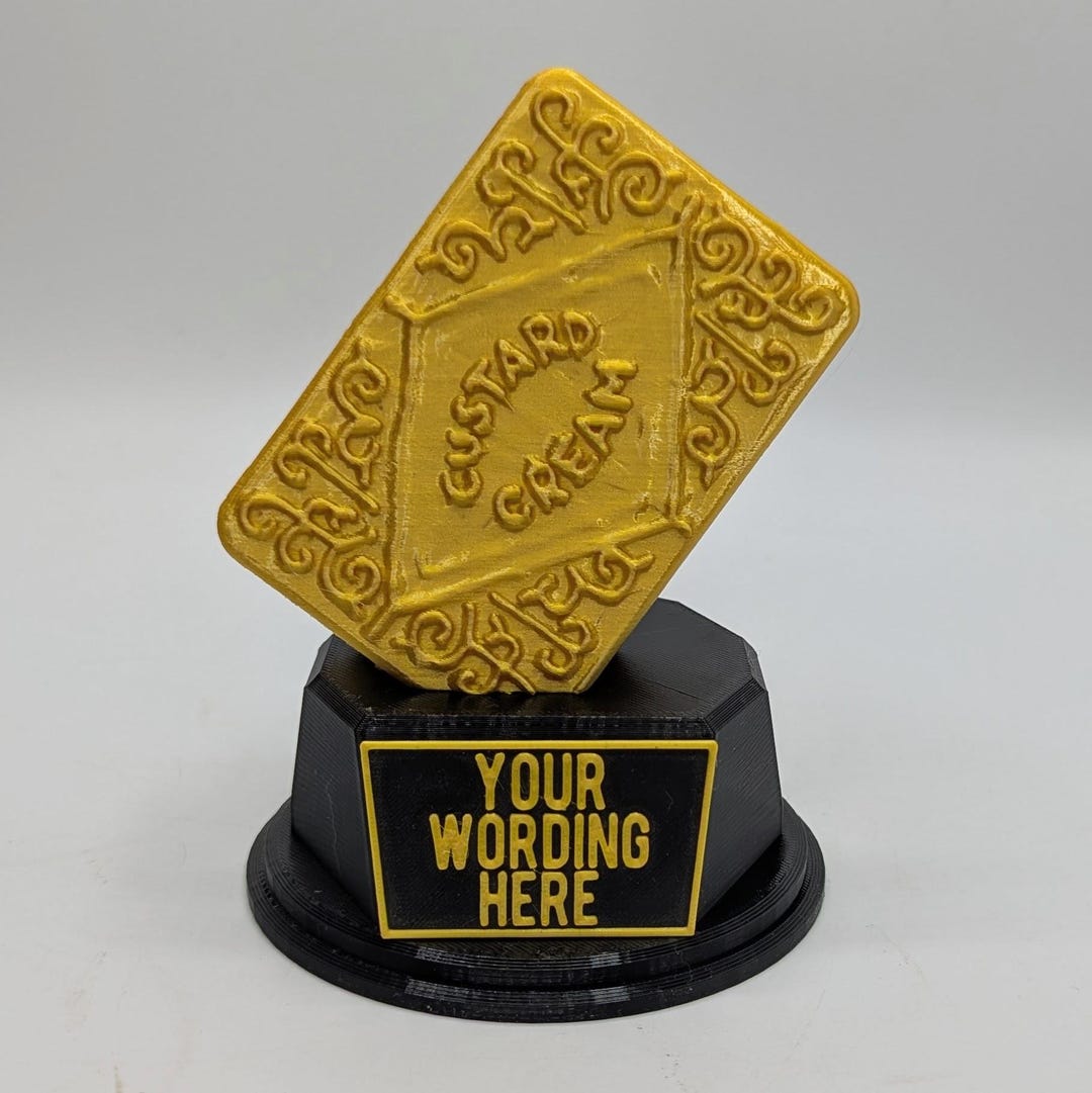 Personalised Custard Cream Trophy, Biscuit Fun Trophy, Custard Cream ...