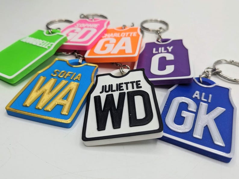 Personalised Netball Shirt Keyring / Netball Keyring / Netball Party ...