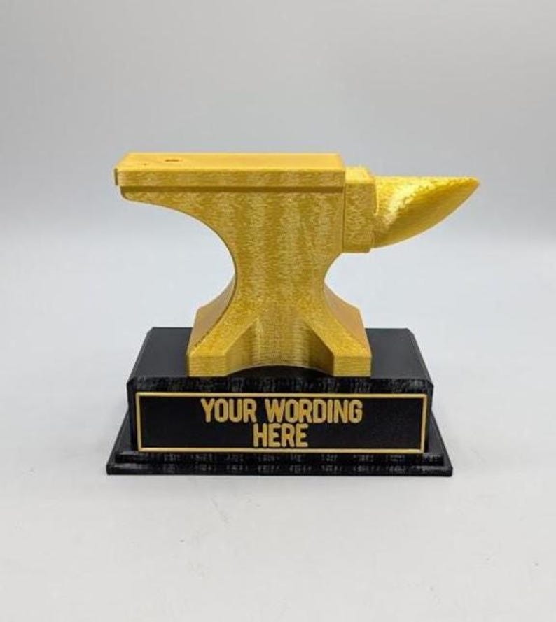 Personalised Anvil Trophy, Anvil Shaped Award, Custom Trophy Gift ...
