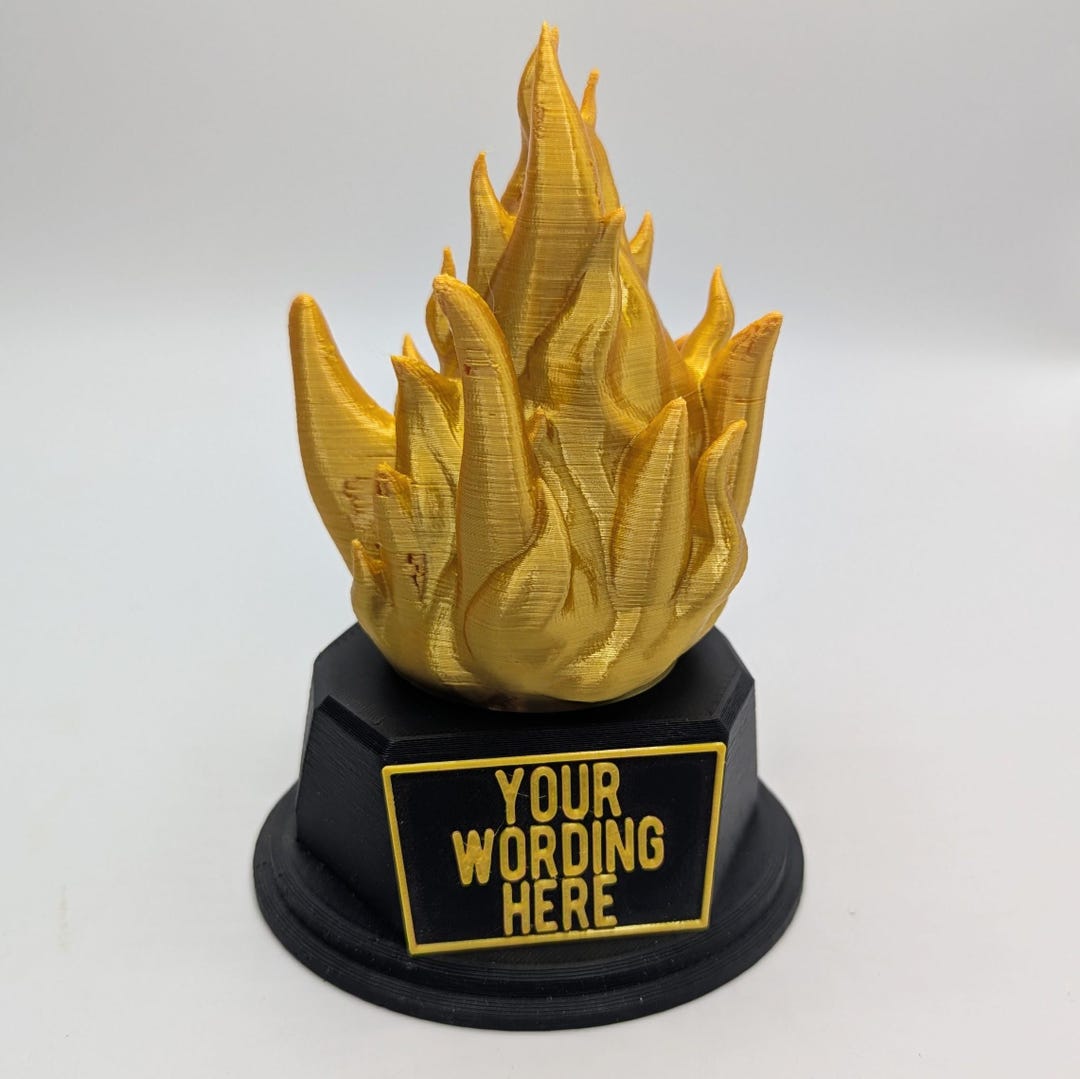 Personalised Fire Trophy, Fire Shape Gift, Fire Award Gift, Fire ...