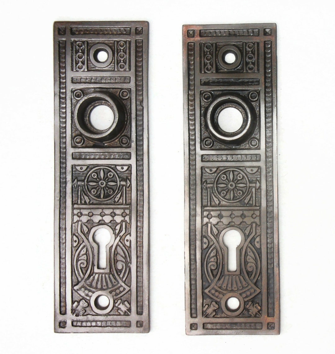 Pair Antique Vintage Victorian Eastlake Ornate Backplates Door Plates ...
