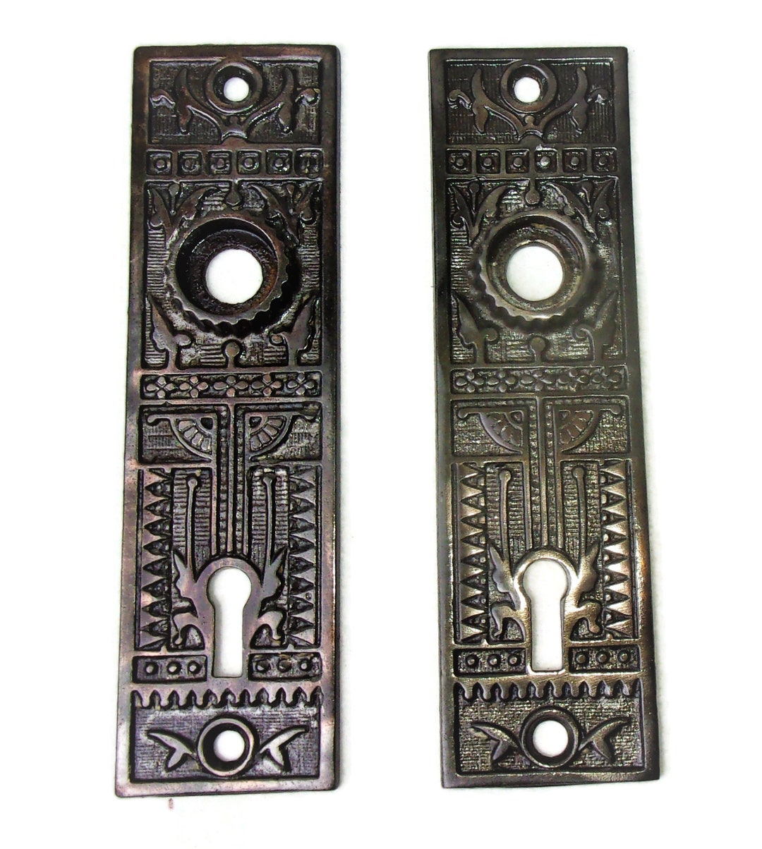 Pair Antique Vintage Victorian Eastlake Ornate Backplates Door Plates ...