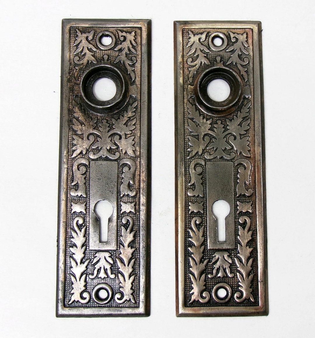 Pair Antique Vintage Victorian Eastlake Ornate Backplates Door Plates ...
