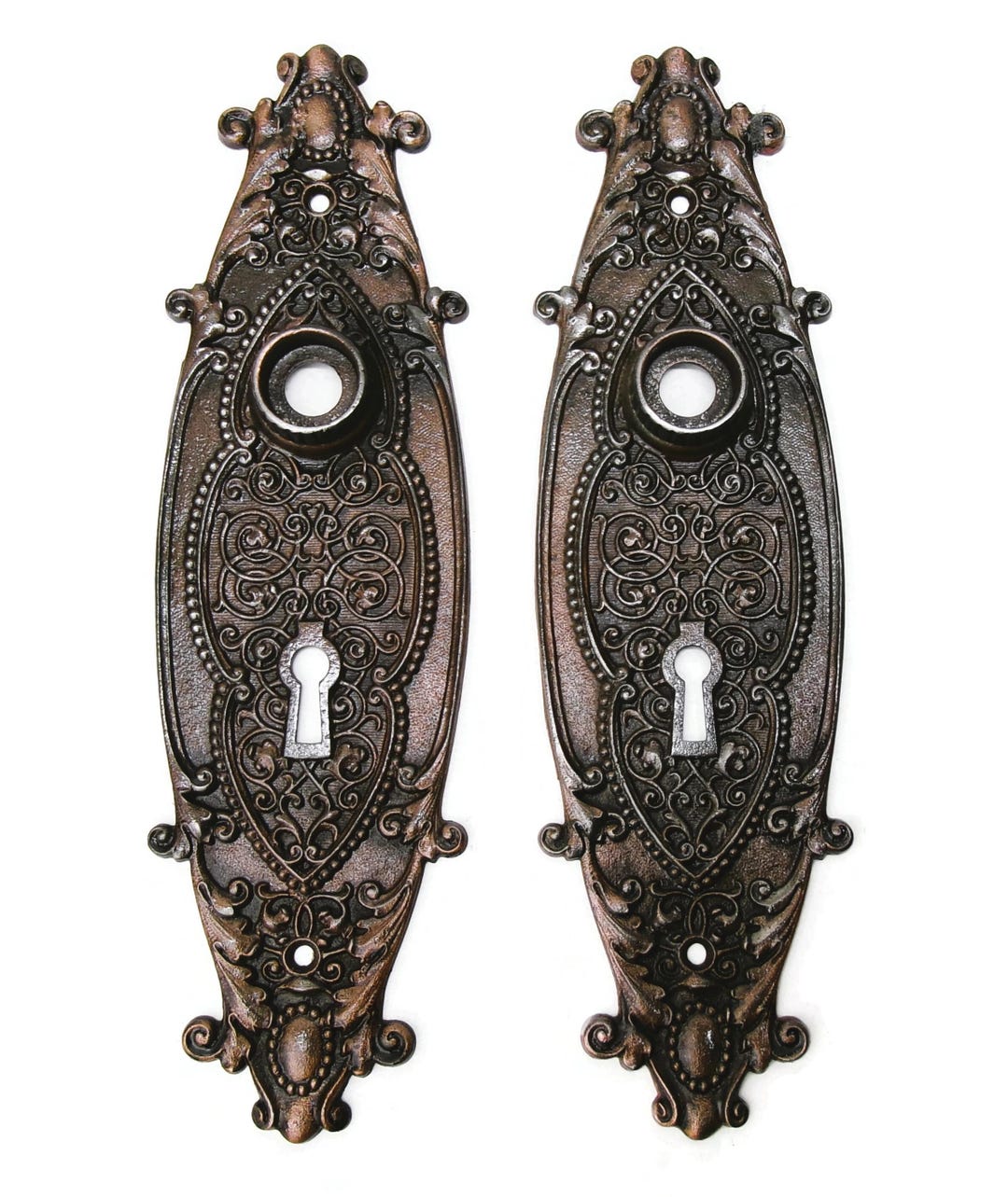 Pair Antique Vintage Victorian Eastlake Ornate Backplates Door Plates ...