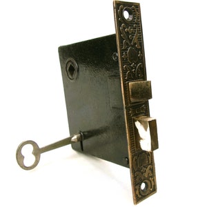 Antique Vintage Victorian Eastlake Ornate Door Mortise Lock W/ Key ...