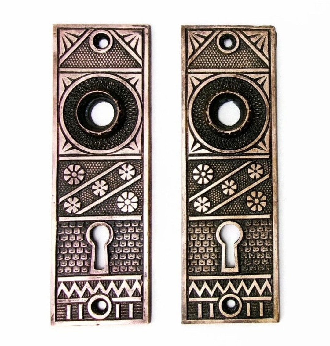 Pair Antique Vintage Victorian Eastlake Ornate Backplates Door Plates ...