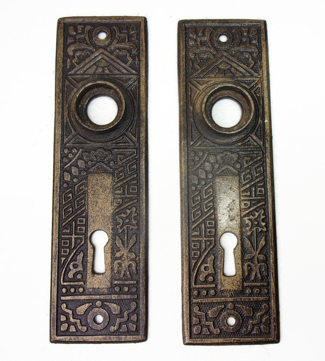 Pair Antique Vintage Victorian Eastlake Ornate Backplates Door Plates ...