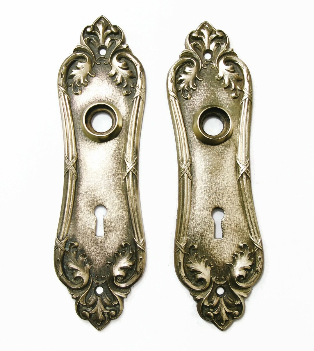 Pair Antique Vintage Victorian Eastlake Ornate Backplates Door Plates ...