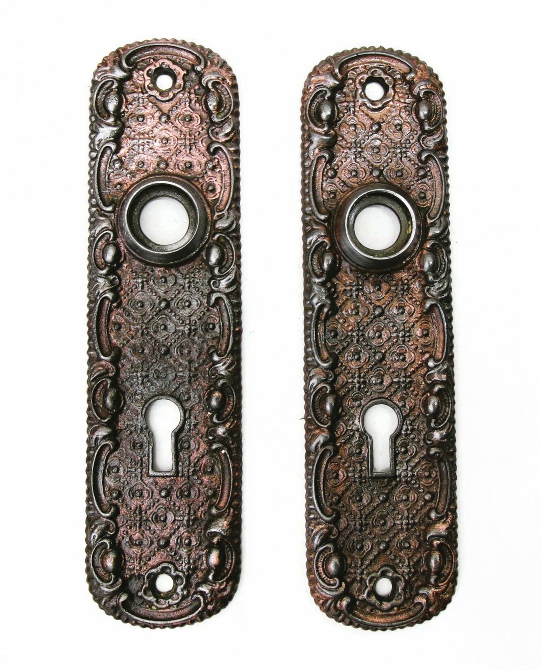 Pair Antique Vintage Victorian Eastlake Ornate Backplates Door Plates ...
