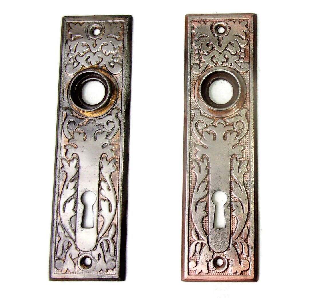 Pair Antique Vintage Victorian Eastlake Ornate Backplates Door Plates ...