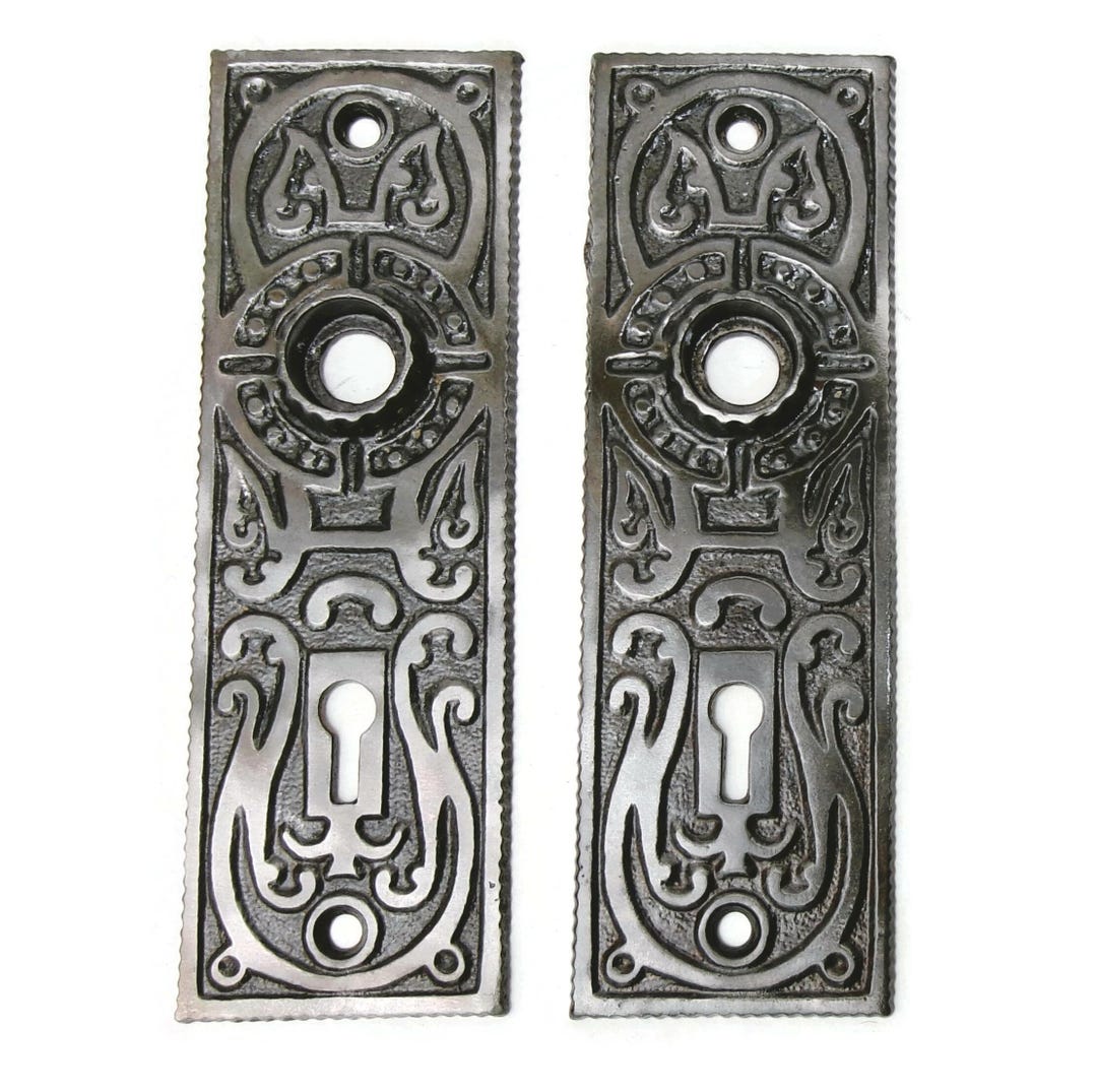 Pair Antique Vintage Victorian Eastlake Ornate Backplates Door Plates ...