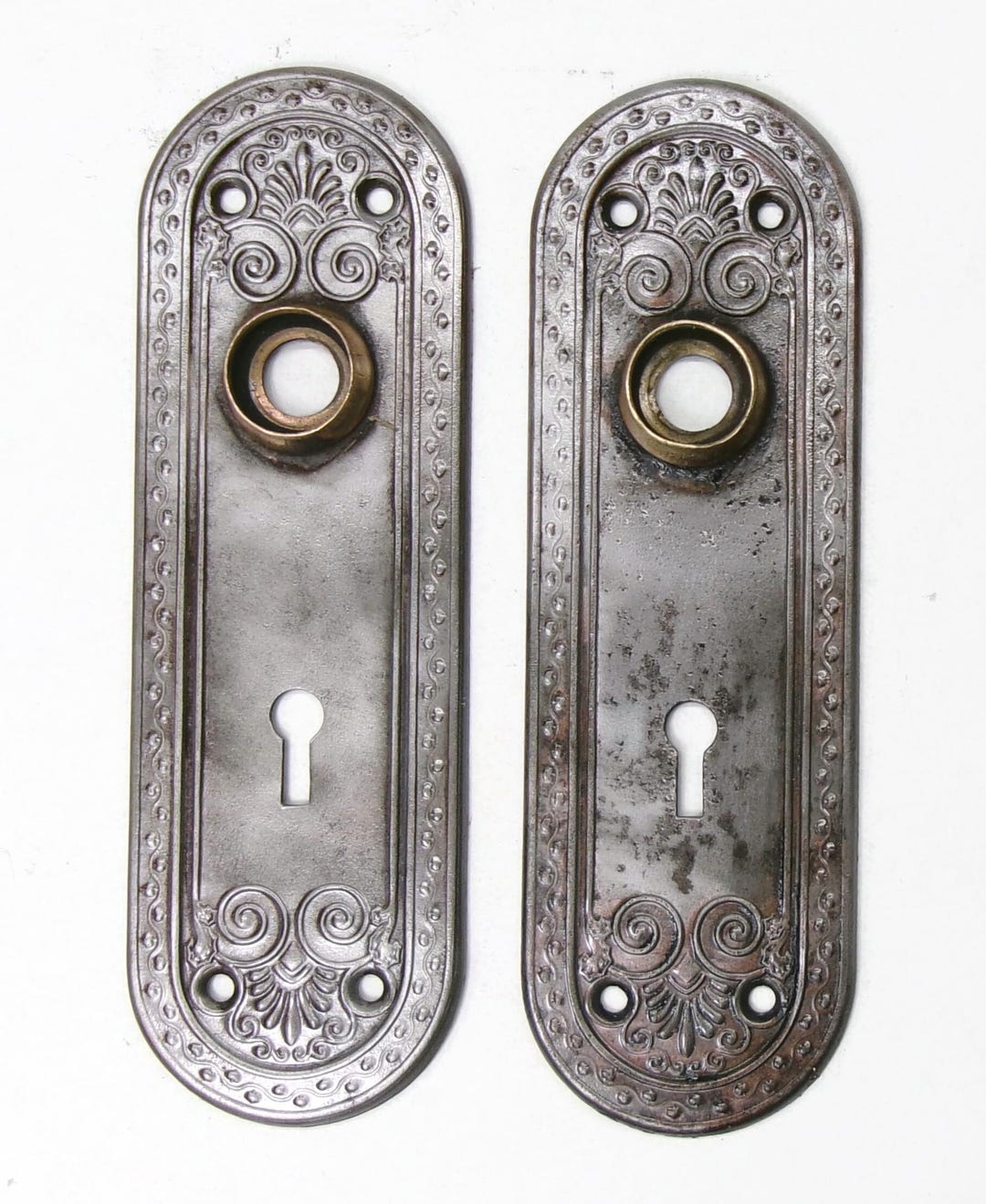 Pair Antique Vintage Victorian Eastlake Ornate Backplates Door Plates ...