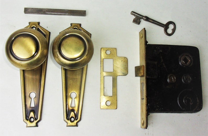 Antique Vintage Door Lock Set Art Deco Backplate Door Knobs Mortise ...
