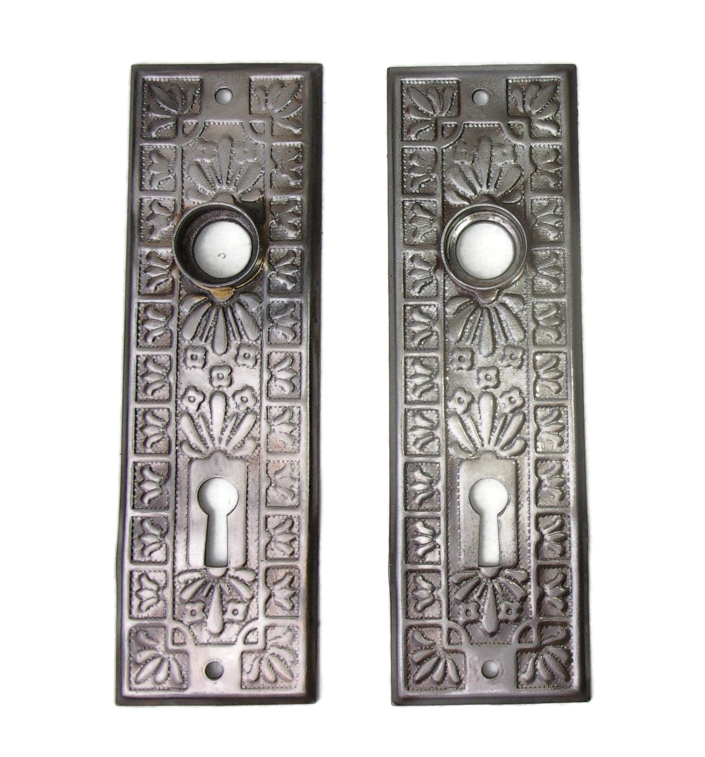 Pair Antique Vintage Victorian Eastlake Ornate Backplates Door Plates ...