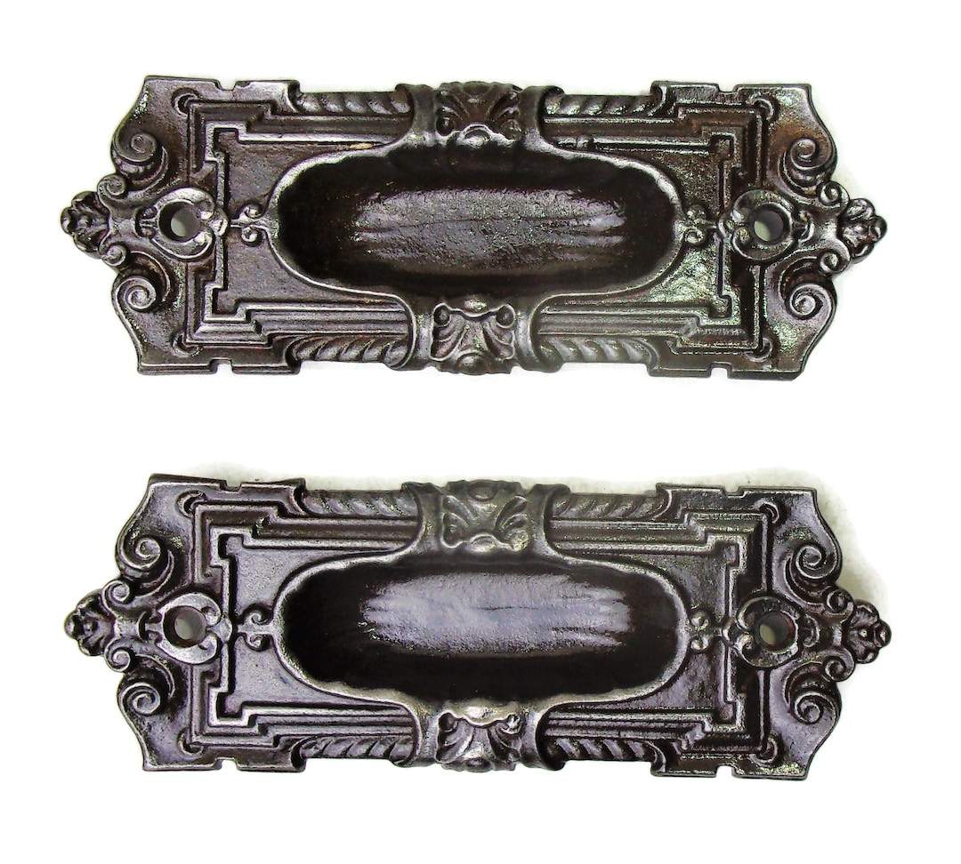 2 Antique Victorian Eastlake Ornate Cast Iron Window Sash Lift Pulls ...