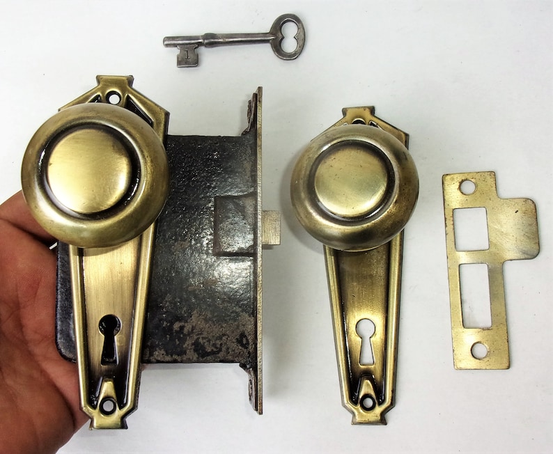 Antique Vintage Door Lock Set Art Deco Backplate Door Knobs Mortise ...