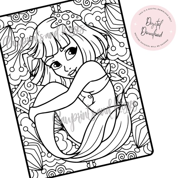 Chibi Mermaid Coloring Page Digital Download Coloring Sheet - Etsy