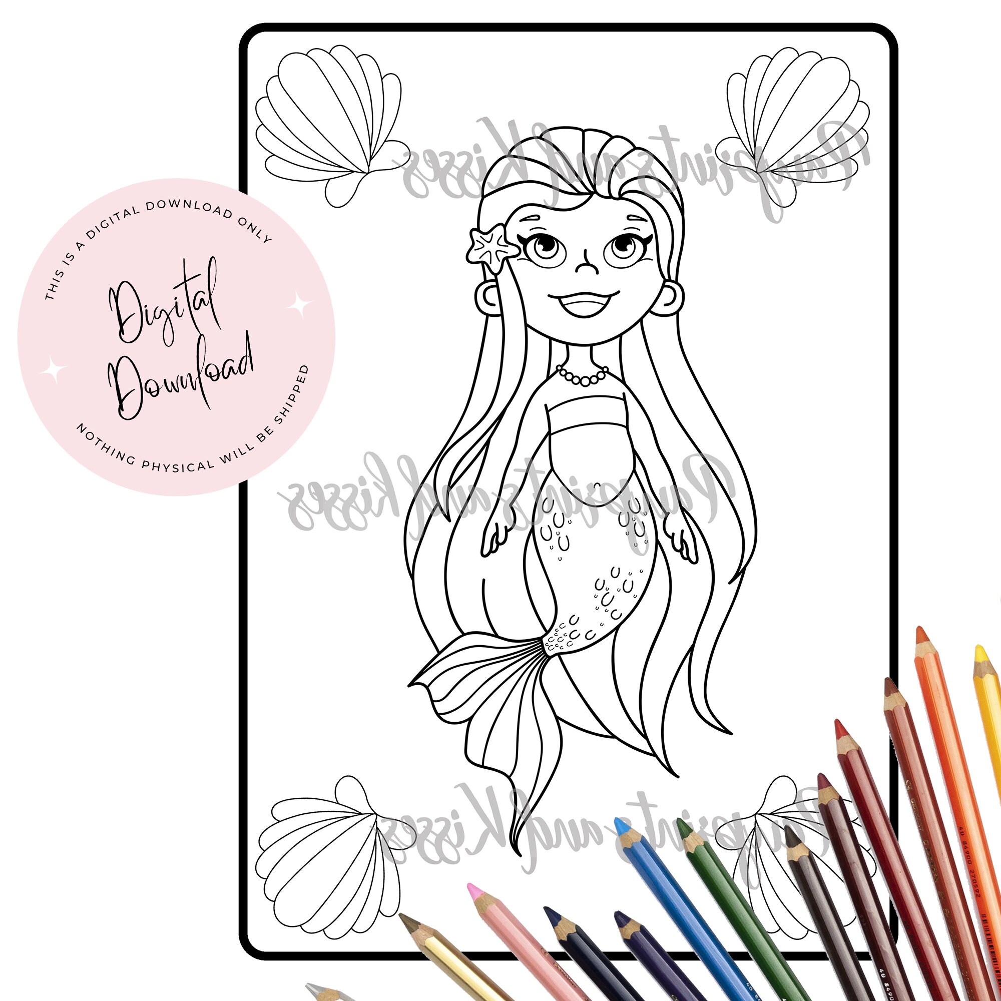 Easy Chibi Mermaid Coloring Page, Digital Download Coloring Sheet ...