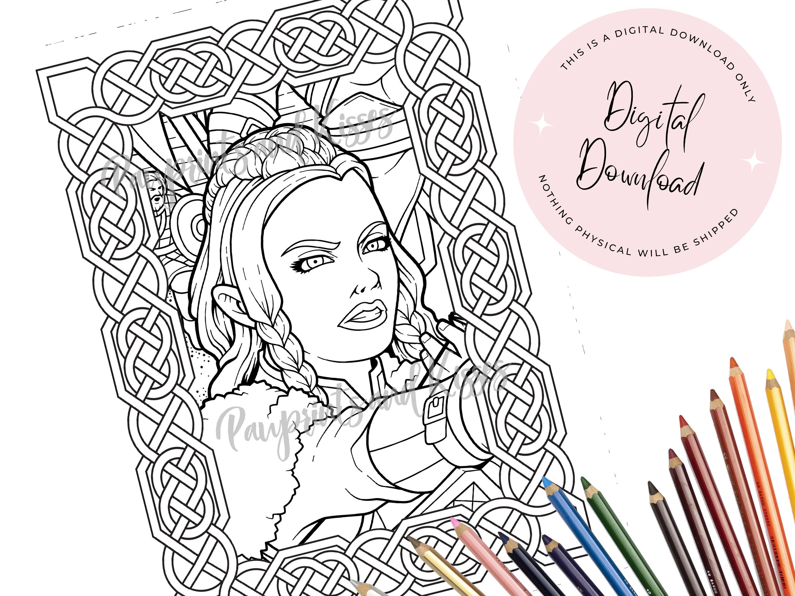 Valkyrie Digital Download Coloring Sheet, Viking Warrior Woman Coloring ...