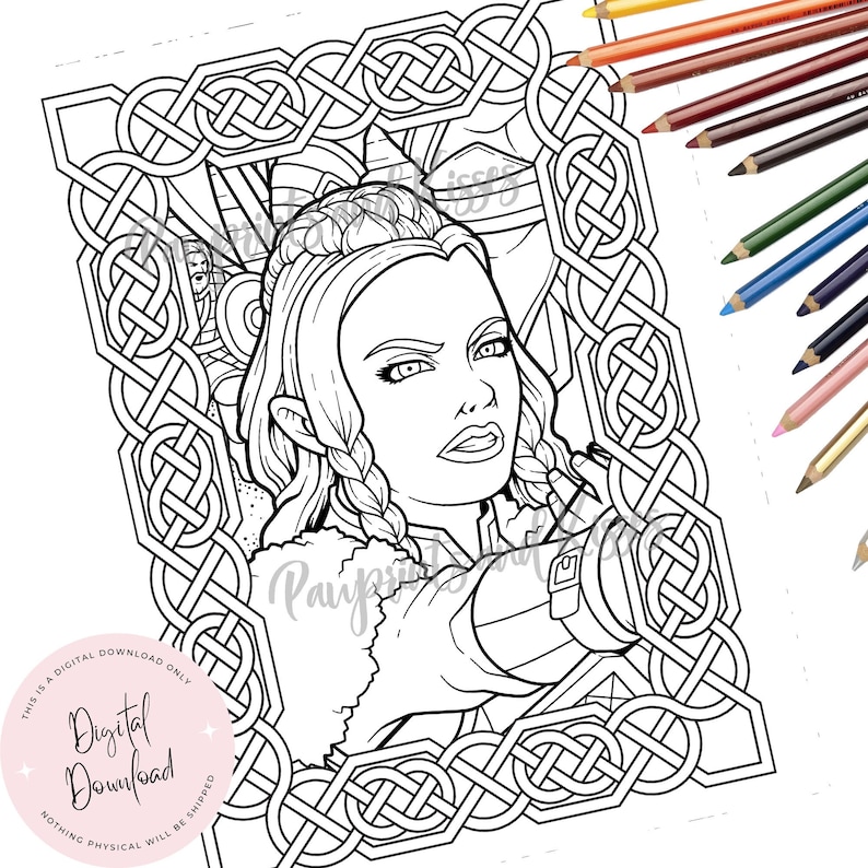 Valkyrie Digital Download Coloring Sheet, Viking Warrior Woman Coloring ...