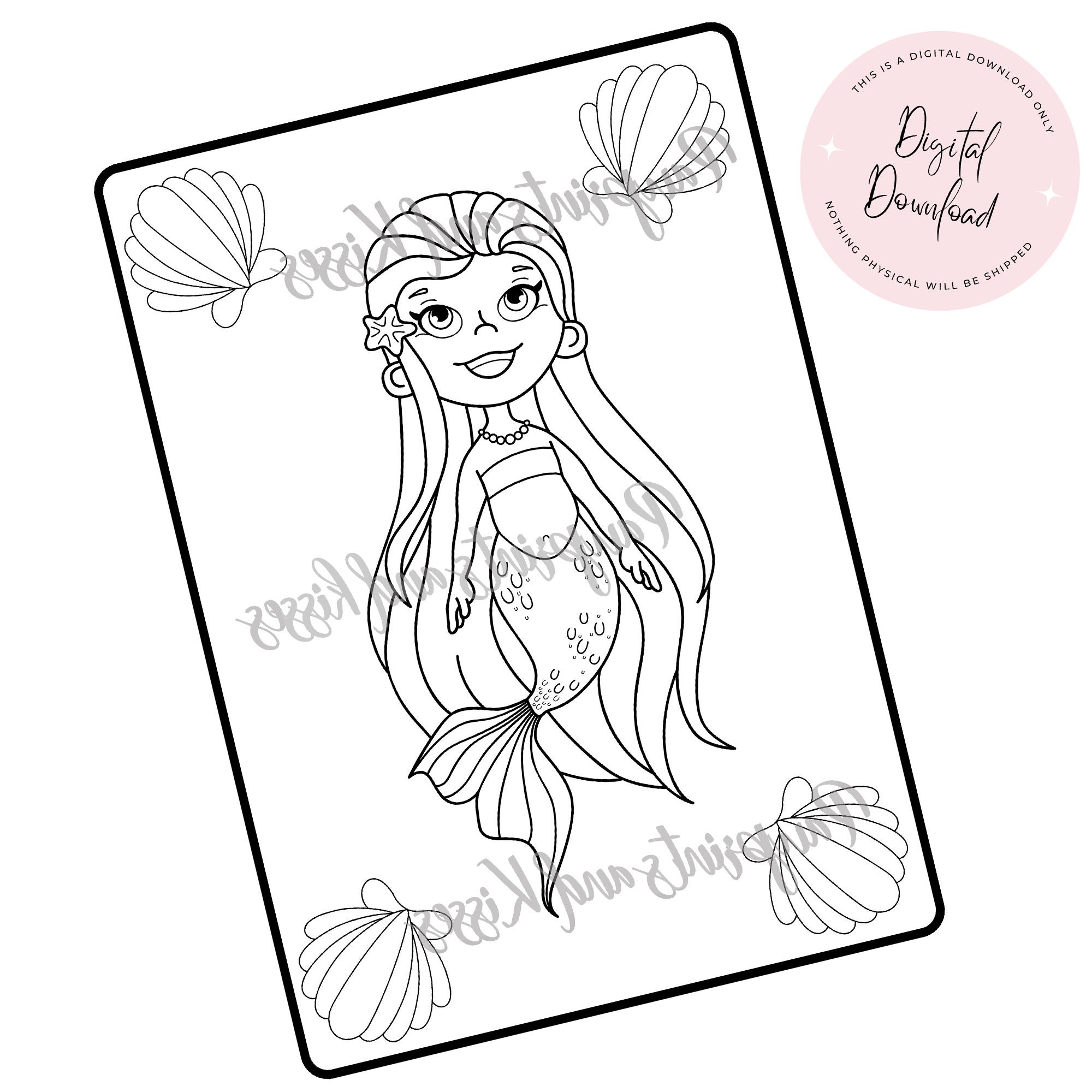 Easy Chibi Mermaid Coloring Page, Digital Download Coloring Sheet ...