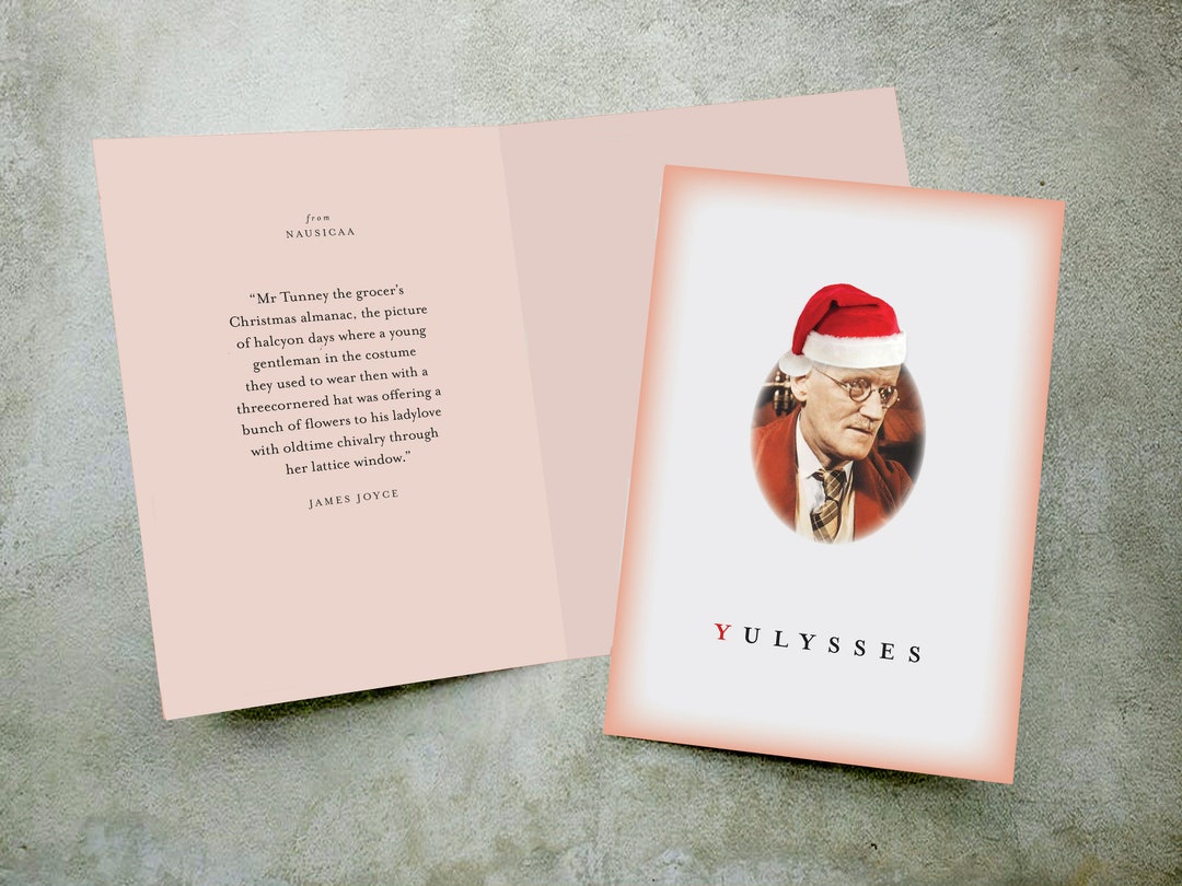 James Joyce Christmas Card Yulysses | Joyce + Santa Hat - Etsy