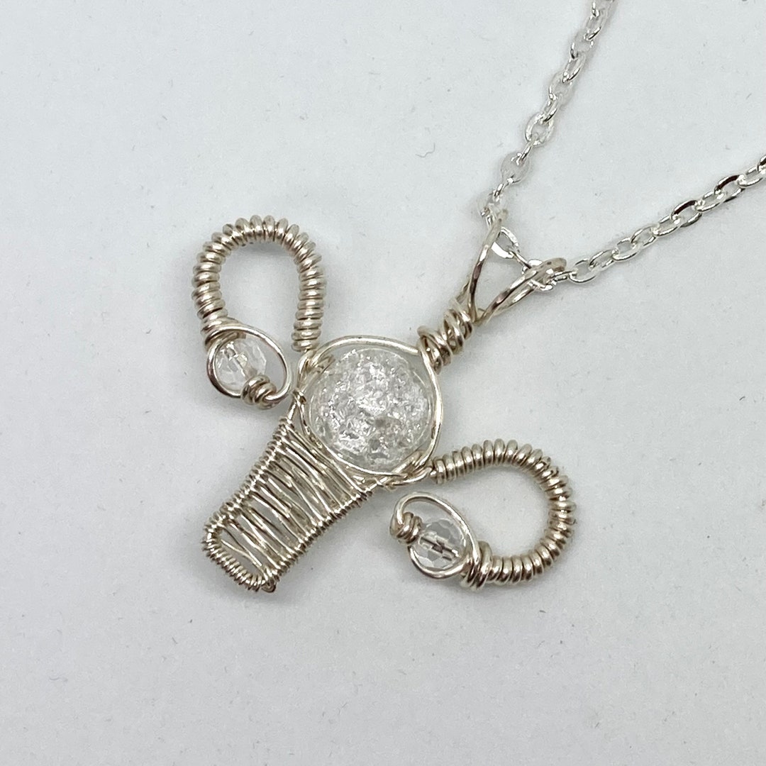 Uterus Gemstone Pendant , Handmade Quartz Crystal Silver Chain Necklace ...