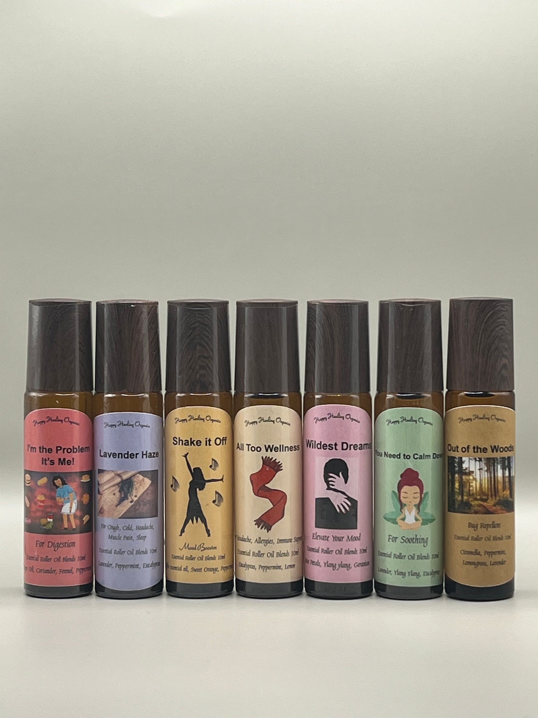 Set of 3 Essential Oil Roller Set Natural Healing Aromatherapy Minty ...