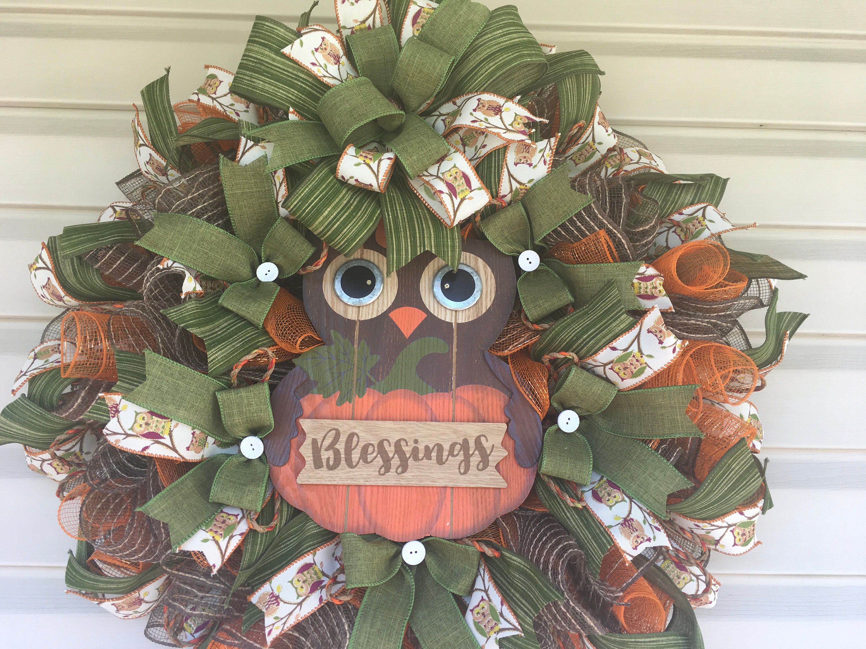 Owl Wreath/blessings/fall/autumn/everyday Wreath/ Wall Decor/ Door ...