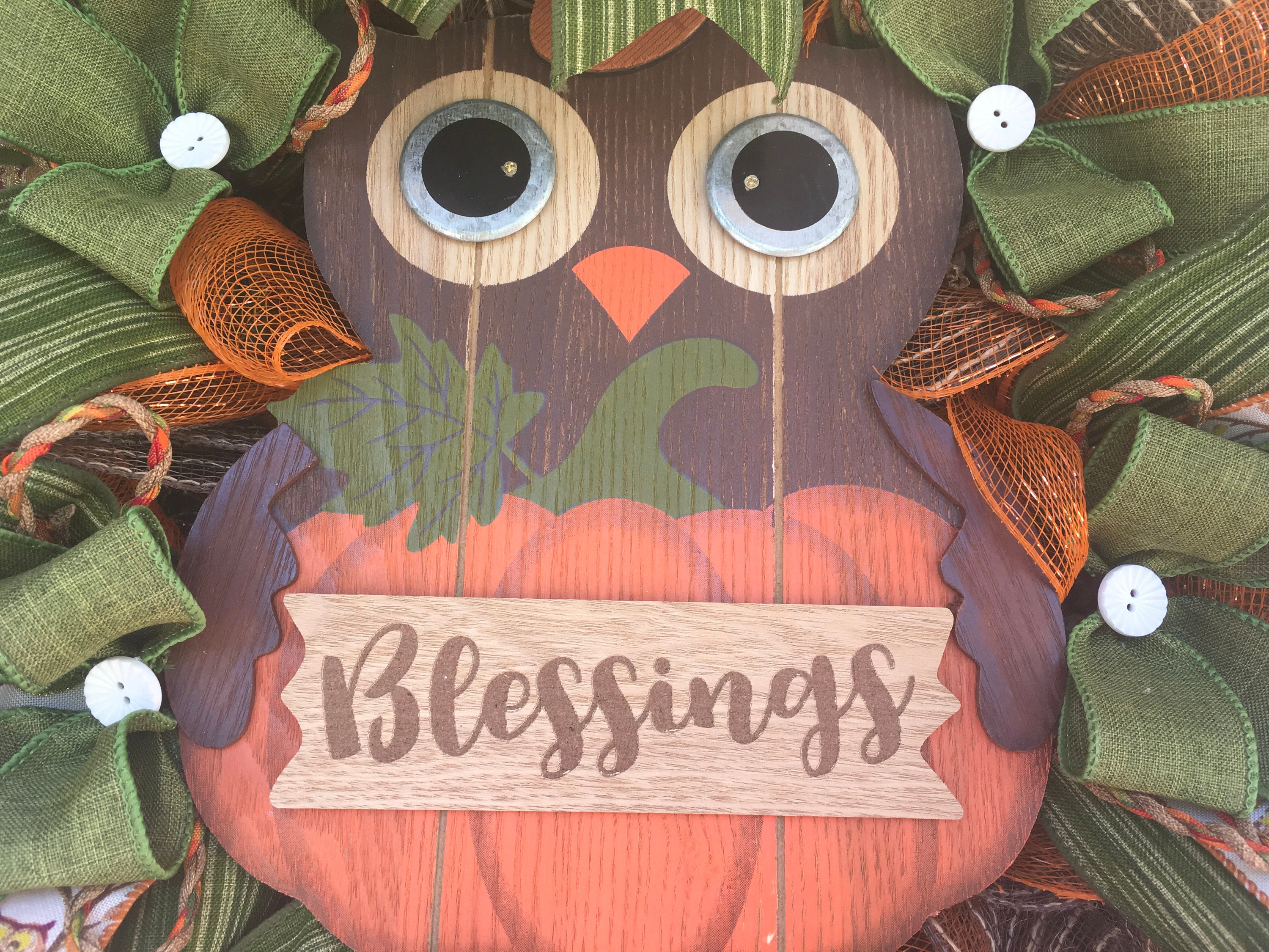 Owl Wreath/blessings/fall/autumn/everyday Wreath/ Wall Decor/ Door ...