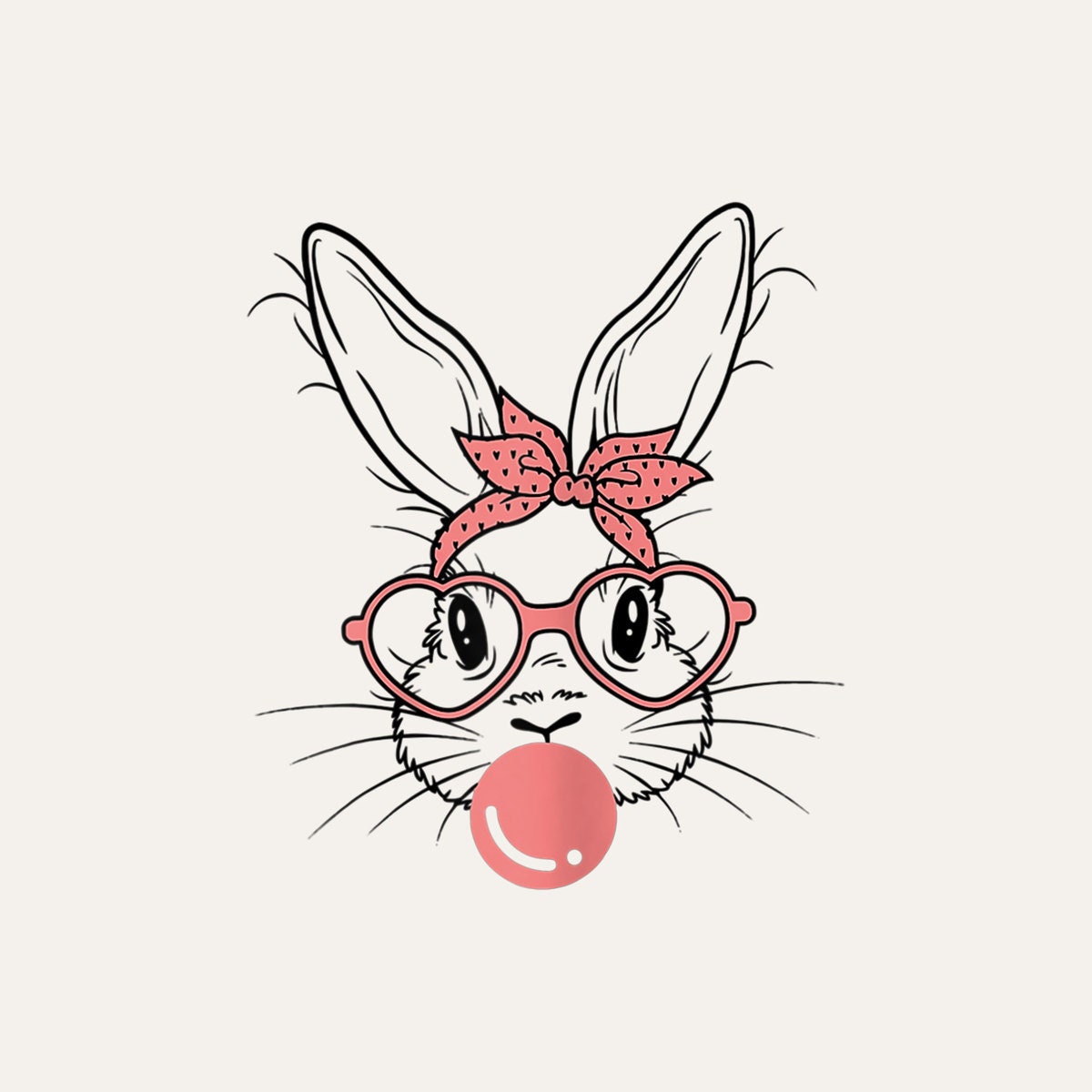Bunny With Heart Glasses Clipart