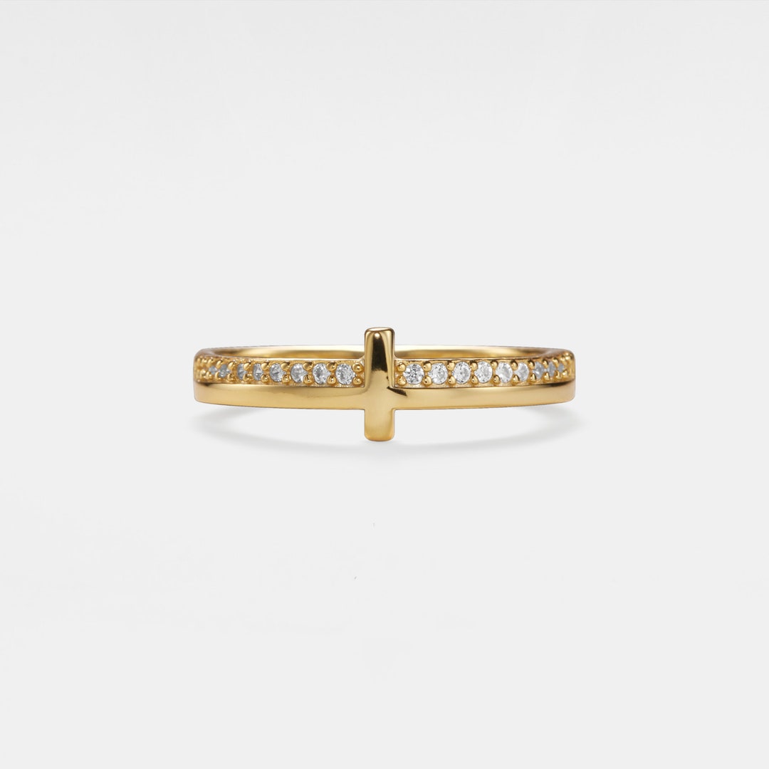 PERIMADE Cross Stacking Eternity Ring • Cross Pave Setting Wedding Band • Sterling Silver ...