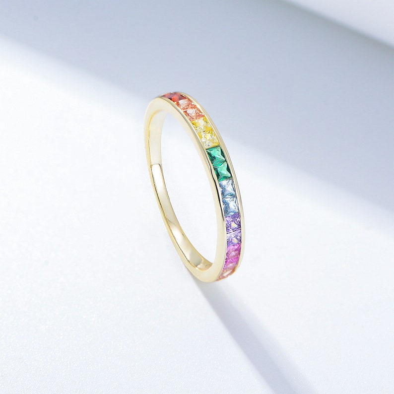 PERIMADE Rainbow LGBTQ Pride Ring Sterling Silver Stackable - Etsy