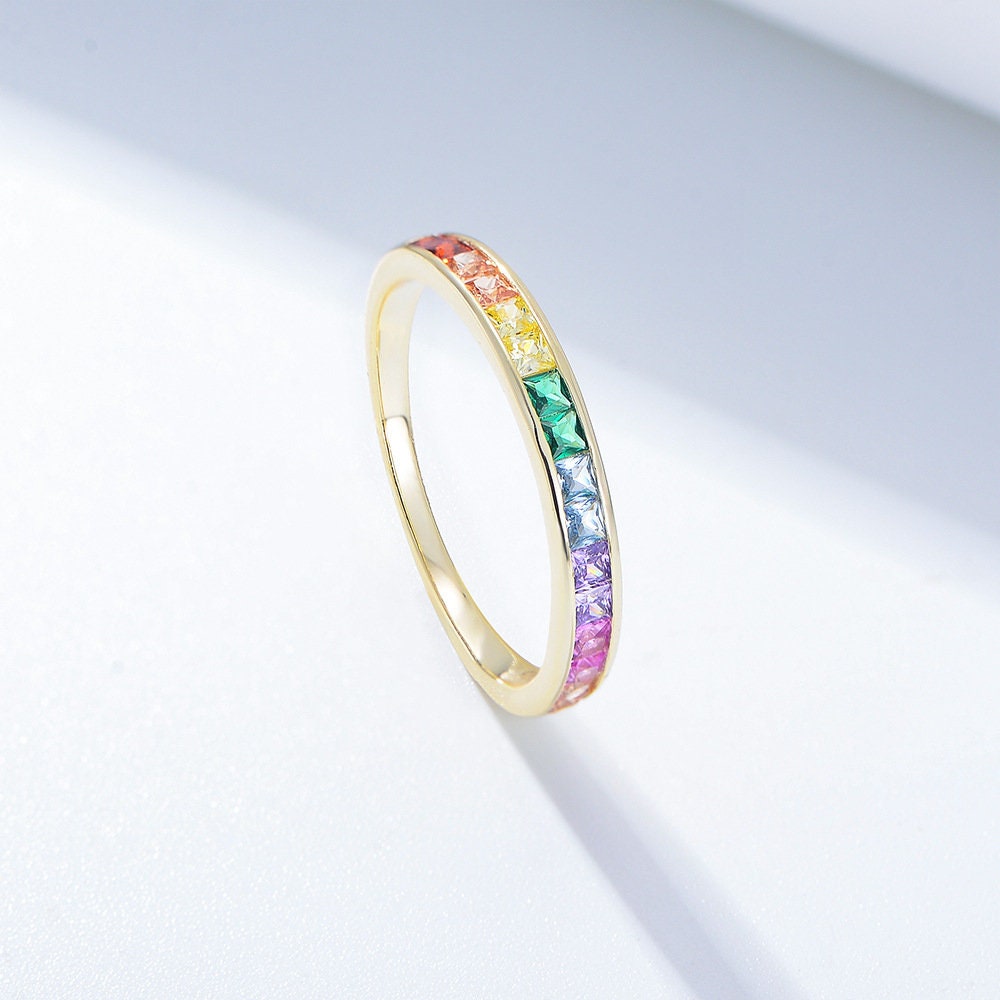 PERIMADE Rainbow LGBTQ Pride Ring Sterling Silver Stackable - Etsy Canada