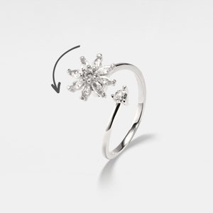 PERIMADE Flower Fidget Spinner Ring Flower Anxiety Spinning Ring ...