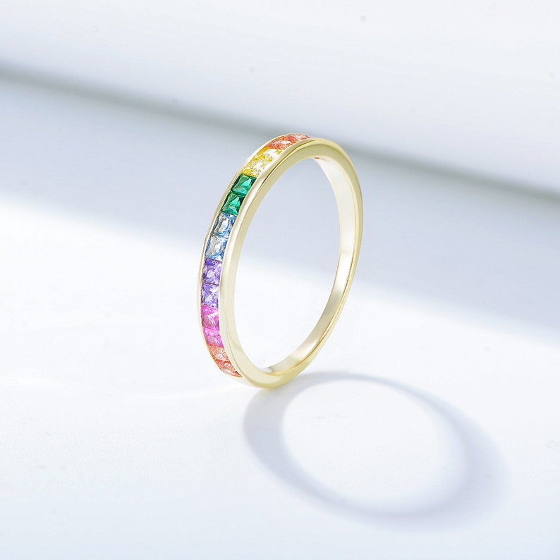 PERIMADE Rainbow LGBTQ Pride Ring Sterling Silver Stackable - Etsy